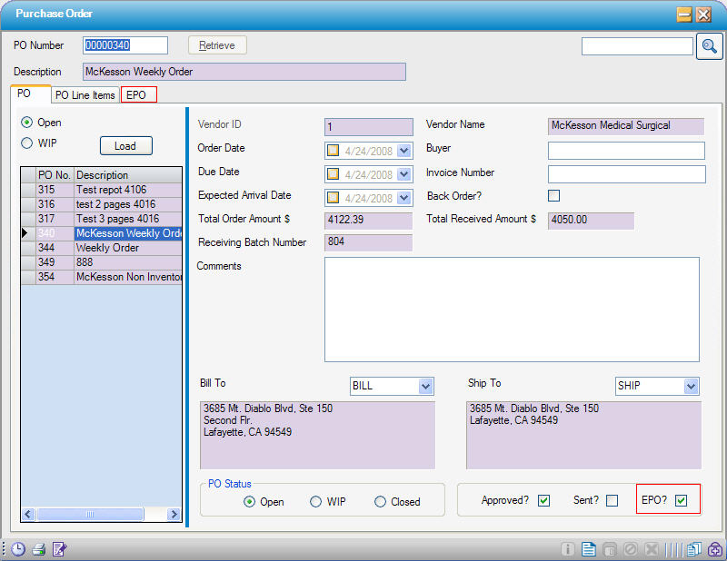 Electronic Purchase Order (EPO)